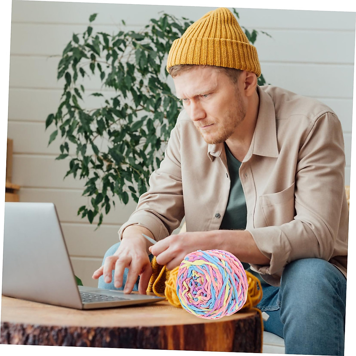 FAVOMOTO 2 Rolls Coarse Wool Convenient Crocheting Yarn Crochet Supplies Knitting Accessory Supple Crochet Yarn I Wanna Make a Rainbow Yarn Crochet Thread Polyester Multifunction