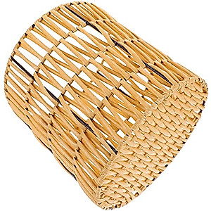PRETYZOOM Natural Woven Basket Round Trash Basket Rattan Garbage Bin Waste Basket Organizer Trash Basket Toy Container Kitchen Decoration (Khaki)