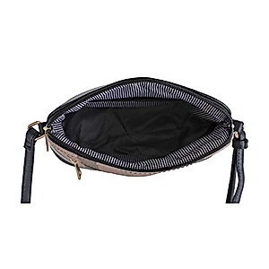 SG SUGU Lightweight Medium Dome Crossbody Bag with Tassel | Plaid Pattern | Black/Brown