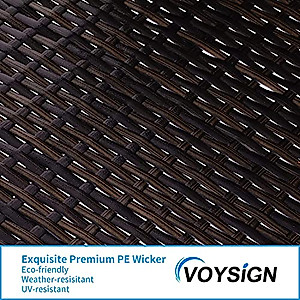 VOYSIGN Outdoor Wicker Dining Chairs, Patio Rattan Dining Chairs, Restaurant Chair with Removable Cushions, Firepit Armchair w/Armrests Set of 2