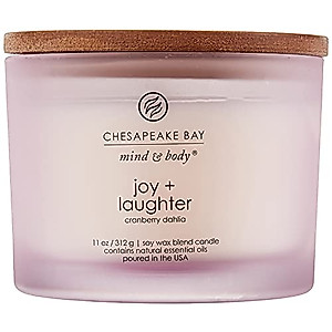 Chesapeake Bay Candle Scented Candle, Joy + Laughter (Cranberry Dahlia), Coffee Table, Orange,Pink,Red