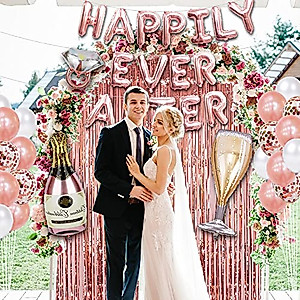 Bridal Shower Decorations Rose Gold Wedding Decorations Wedding Signs Just Married Decorations Happily Ever After Balloons Sign Bachelorette Banner Engaged Banner Bridal Party Decorations Decor