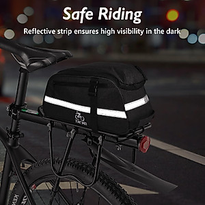 Zacro Bike Bag Rear Rack, 13L Waterproof Bicycle Trunk Reflective Saddle Bag, 3 in 1 Shoulder/Handheld/Electric Ebike Pack Cargo Bag, Cycling Back Seat Luggage Pannier Pouch with Strap&Rain Cover