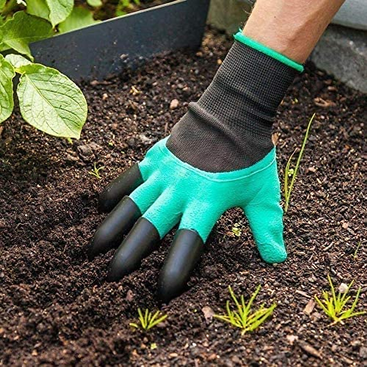RZJZGZ 2 Pairs Garden Gloves with Claws for Women and Men Both Hands Gardening Work Gloves Garden Gloves Yard Work Safe Gloves for Easy Digging Planting