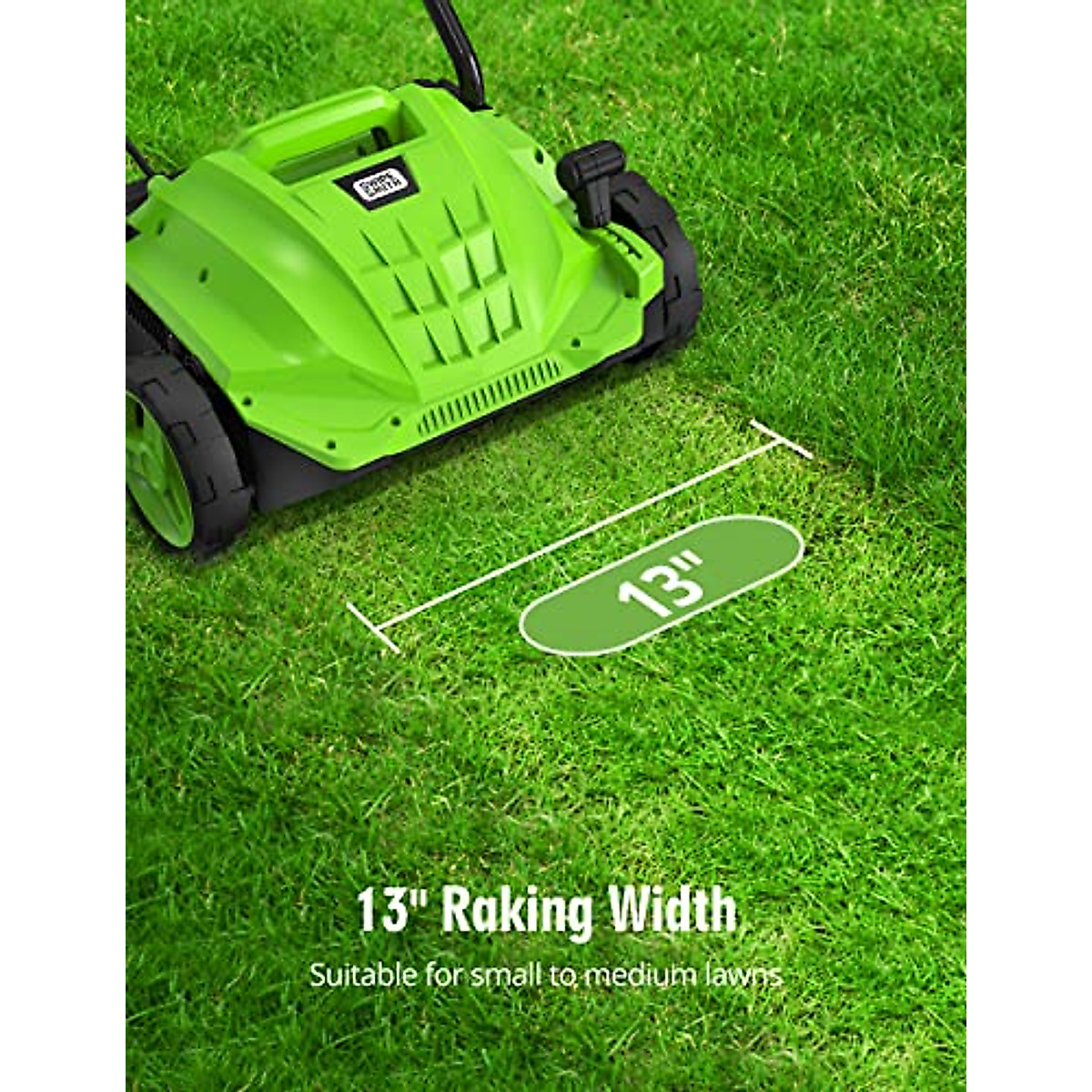 SWIPESMITH 13-Inch 12 Amp Electric Dethatcher Scarifier, 2-in-1 Lawn Dethatcher with Two Safety Switches, 4-Position Depth Adjustment, Scarifier with Foldable Handle, for Lawn, Garden, Yard