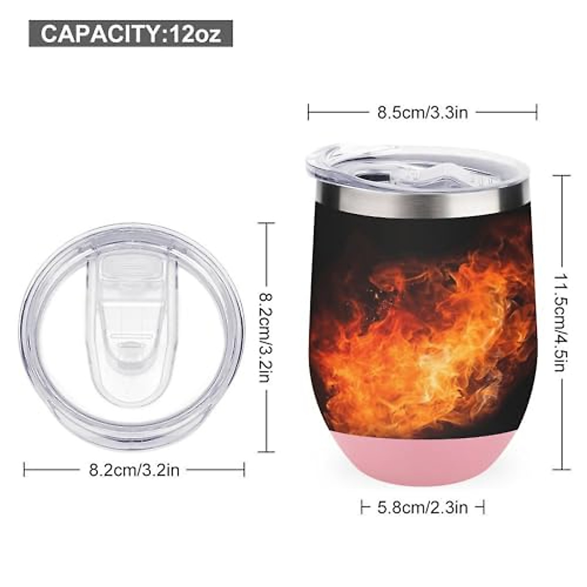 WYUSPGK 304 Stainless Steel Insulated Cup, Roaring Flame Print Smooth Rim, Durable & Reusable - Perfect for Office, Home, And Travel