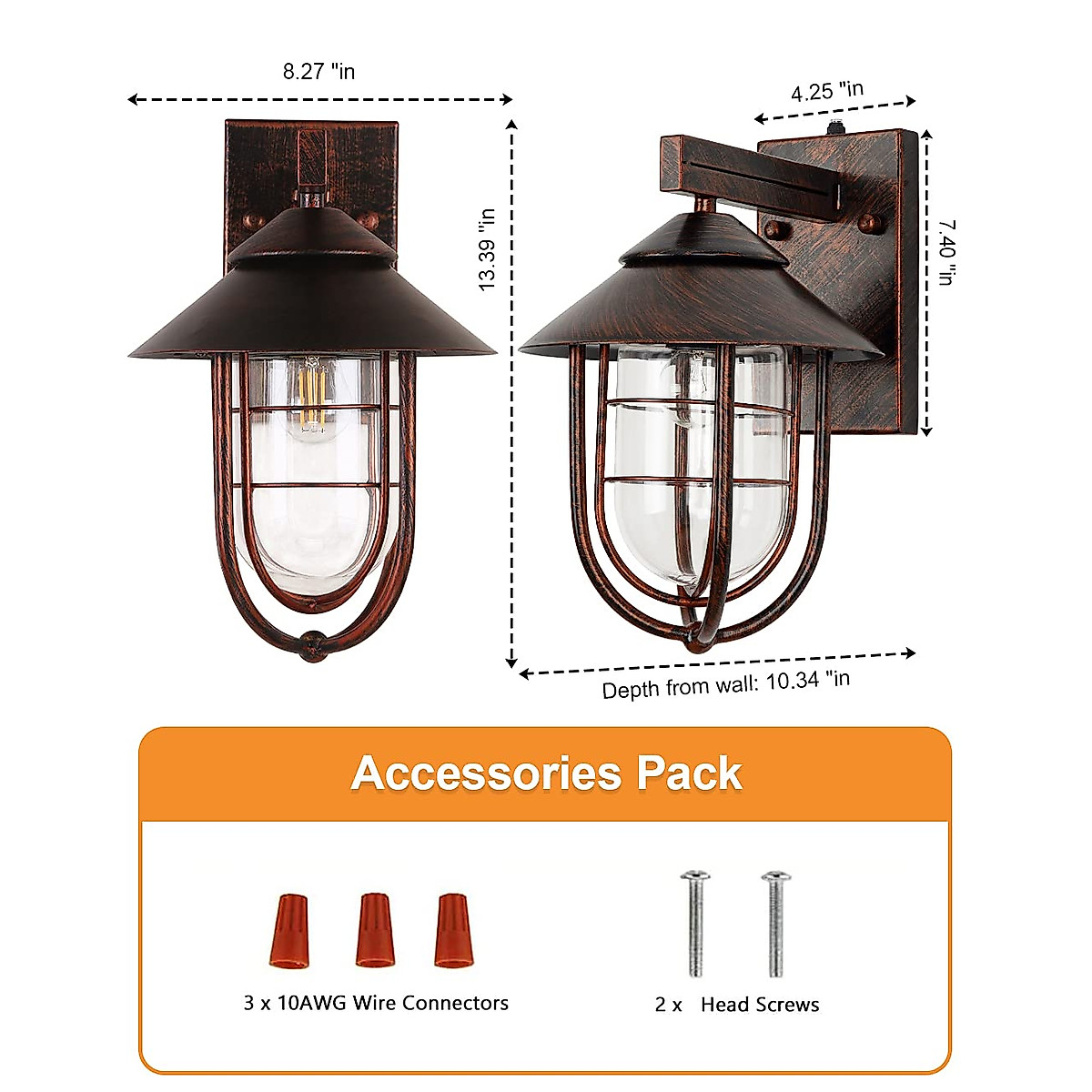VOCLDFA Dusk to Dawn Sensor Outdoor Wall Lantern Nautical Style Outdoor Lighting fixtures Wall Mount Waterproof Outdoor Wall Sconce Retro Oil Rubbed Bronze Finish Outside Wall Lamp for Porch Yard