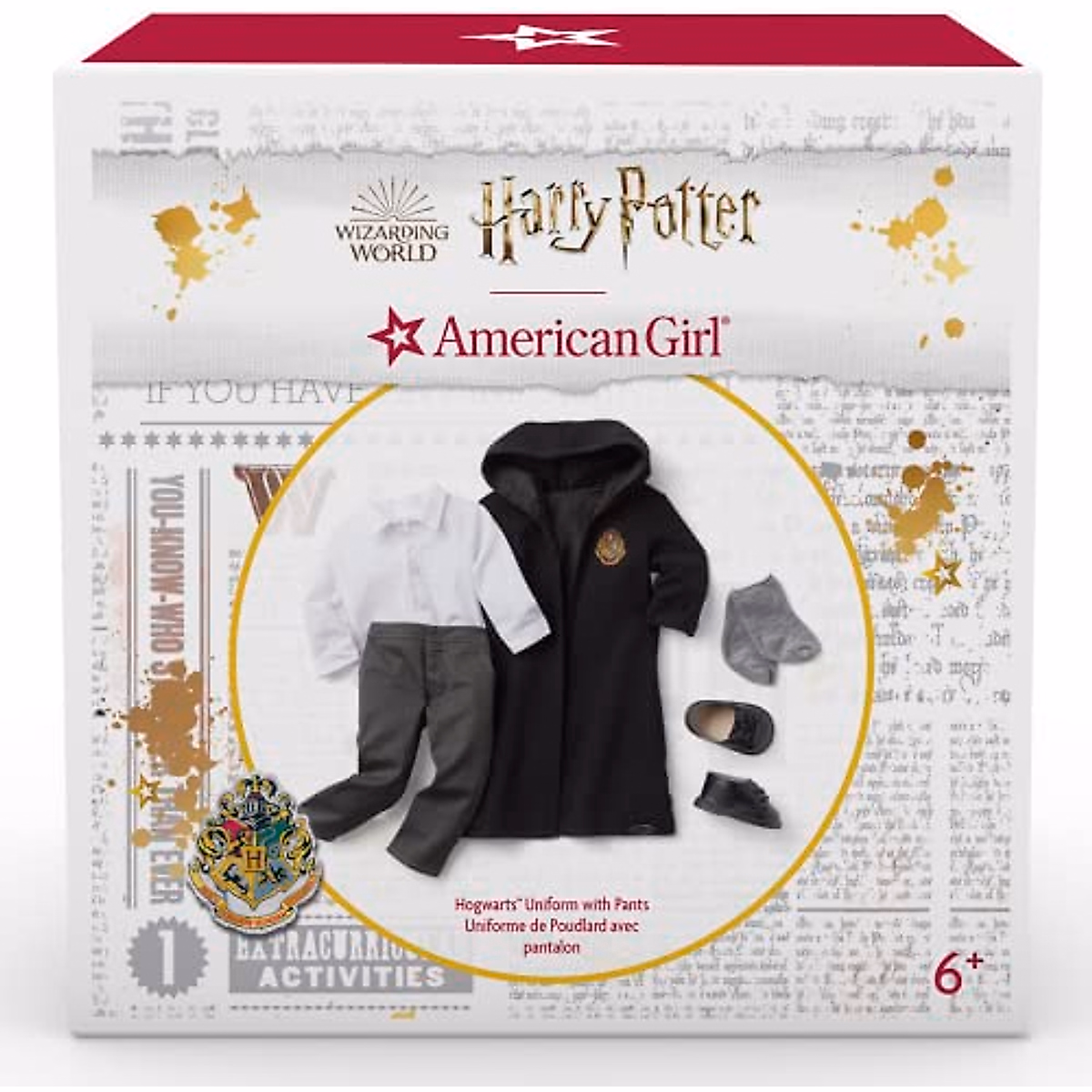 American Girl Harry Potter 18-inch Doll Hogwarts Uniform with Pants Outfit and Robe Featuring School Crest, For Ages 6+
