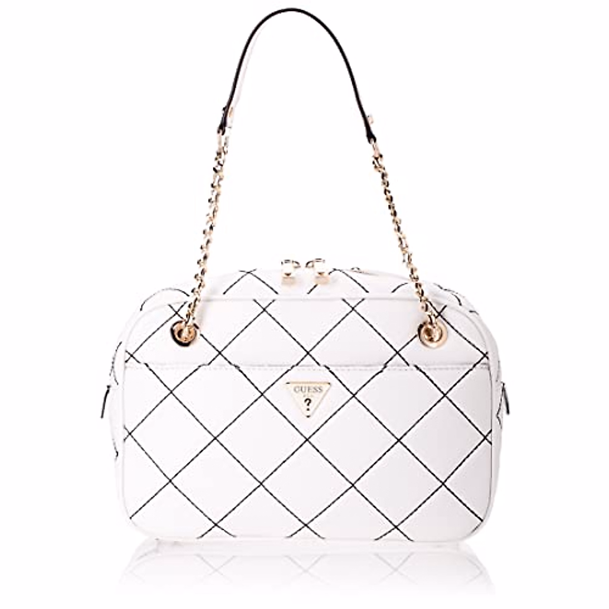 GUESS Cessily Top Zip Shoulder Bag White Multi One Size