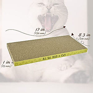 AccEncyc Cardboard Cat Scratcher Pads Cat Scratching Board for Indoor Cats 17x8.3x1 Inch Dual-Side Corrugated Cat Scratcher Reusable Cat Supplies - 1 Pack
