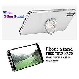 lenoup Glitter Bling Bling Phone Ring Holder,Sparkle Phone Ring Grip Artificial Diamond Stand,Rhinestone Cell Finger Ring for Phones,Pad(Silver)