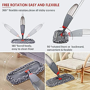 Spray Mop for Floor Cleaning, Domi-patrol Microfiber Floor Mop Dry Wet Mop Spray with 3 Washable Mop Pads & 635ML Refillable Bottle, Dust Cleaning Mop for Hardwood Laminate Tile Floors, Gray