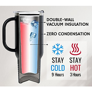 Onebttl Personalized 40 oz Tumbler with Handle and Straw, Monogrammed Travel Cup for Men, Custom Coffee Mugs, Unique Birthday Christmas Gifts for Men Who Have Everything, B