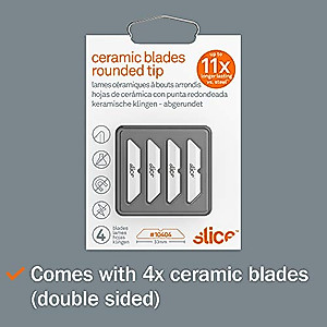 Slice 10404 Replacement Blade, Ceramic, Finger Friendly, Rounded Tip, Lasts 11x Longer Than Metal