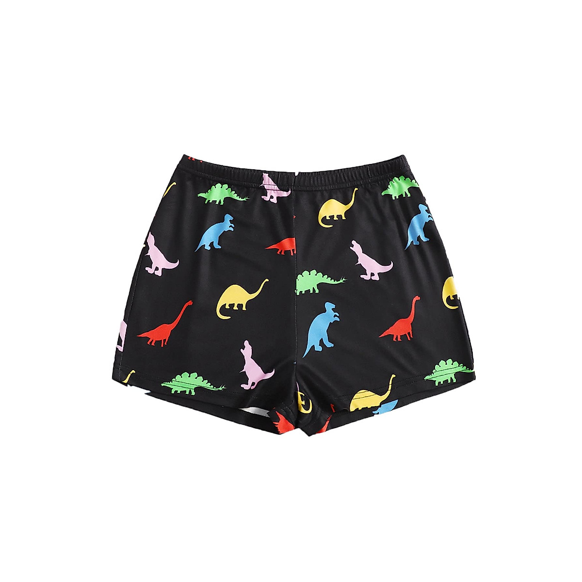 Floerns Women's Summer Dinosaur Print Elastic Waist Workout Running Shorts Black S