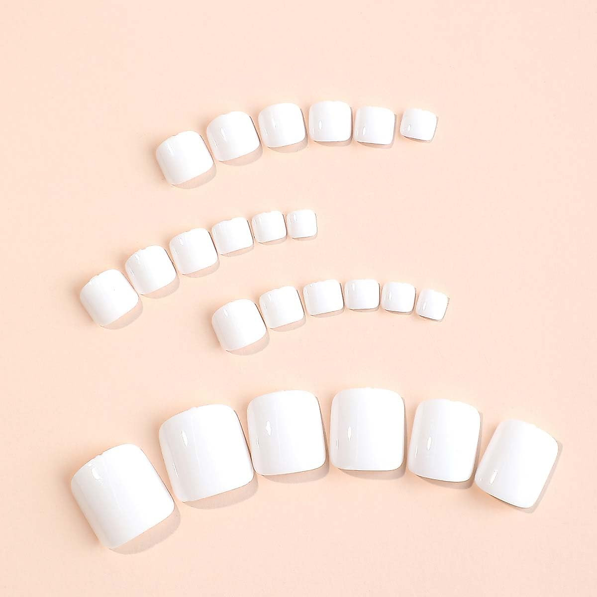 Solid Press On Toenails For Women, Nude White Toe Nail Press Ons, Acrylic Fake Toenails 24pcs uñas para pies