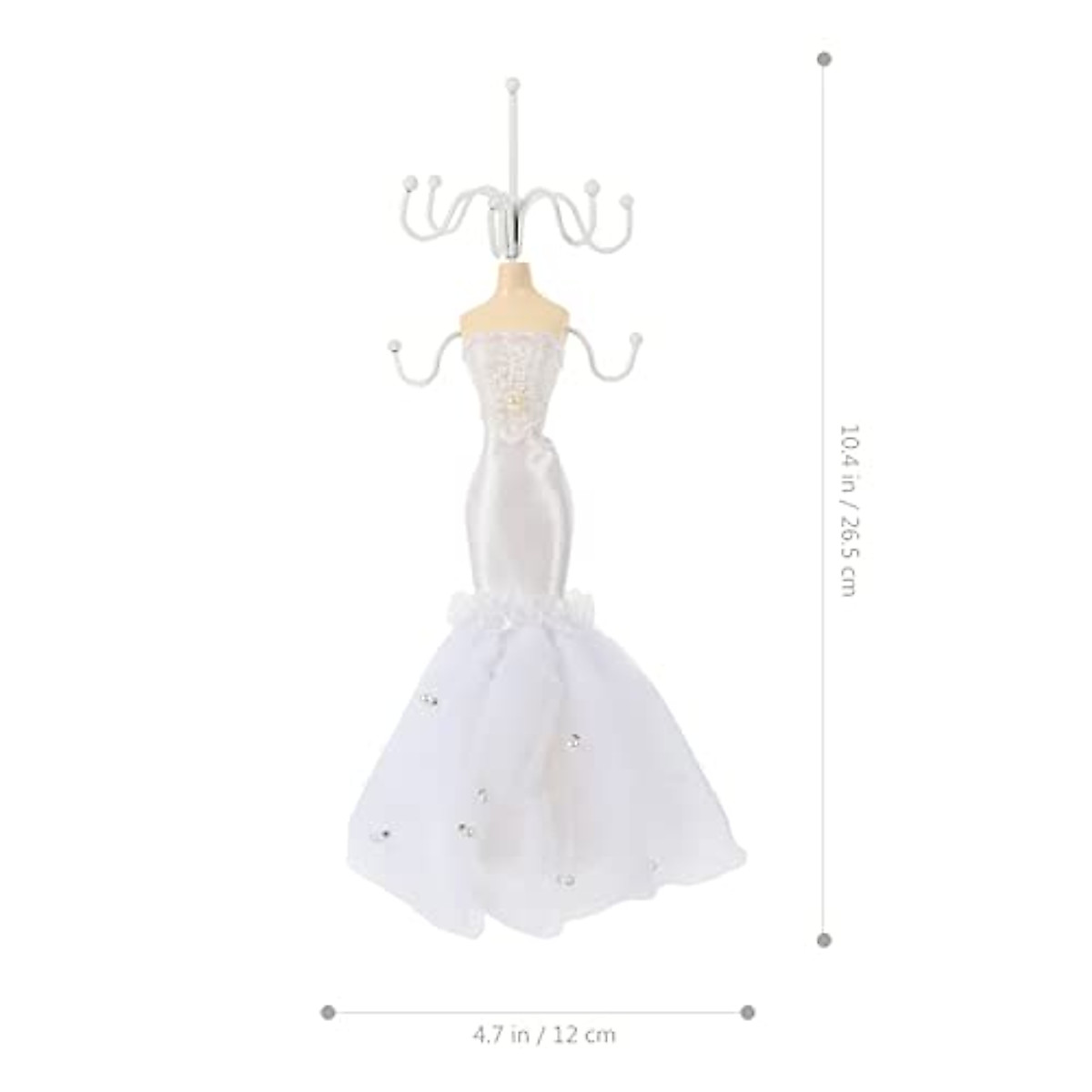 Amosfun Jewelry Display Stand Model Dress Earring Necklace Ring Bracelet Holder Mannequin Stand Hanging Jewelry Tower Rack for Girls Women 33CM White