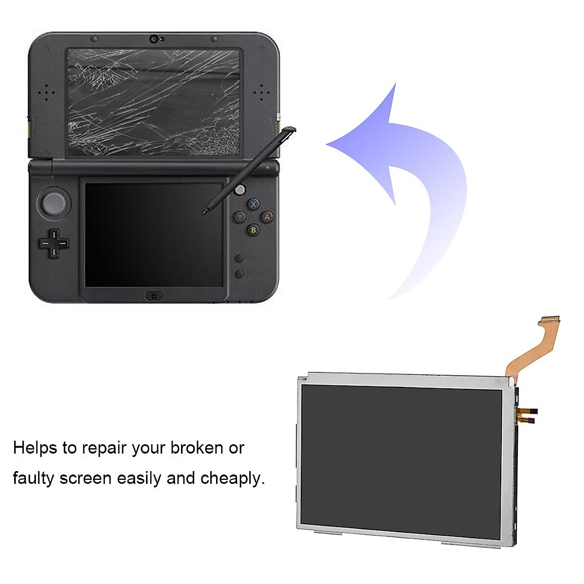 ASHATA Replacement LCD Screen for for 3DS XL System Games, Replacement Parts Accessories Top Upper LCD Screen Display for 3DS XL System Games