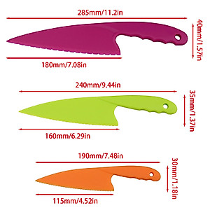 VAKTOK-3pcs Nylon Kitchen Knife Plastic Knives Nylon Kids Chef Knives Suitable for children beginners in the kitchen to make fruit lettuce vegetable salad bread