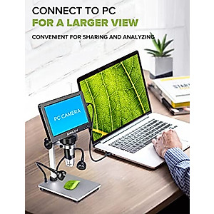 ANNLOV 7" LCD Digital Microscope with 32GB TF Card 1200X Maginfication 1080P Coin Microscope, 48Pcs Prepared Microscope Slide