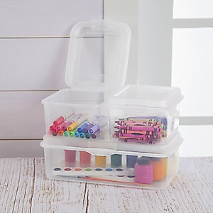 Sterilite 18058606 Large Flip Top, Clear, 6-Pack