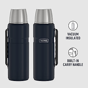 THERMOS Stainless King 40 Ounce Vacuum-Insulated Beverage Bottle + 24 Ounce Vacuum-Insulated Food Jar, Midnight Blue