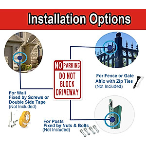 No Parking Sign Do Not Block Driveway Sign, (2 Pack) 10 x 14 Inches Rust Free Aluminum Metal Sign, UV Protected Weather Resistant Durable In Easy to Mount