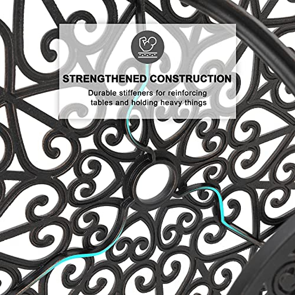 Nuu Garden 3 Piece Outdoor Bistro Table Set, All Weather Cast Aluminum Patio Bistro Sets Patio Table and Chairs Set of 2 with Umbrella Hole for Yard, Balcony, Black