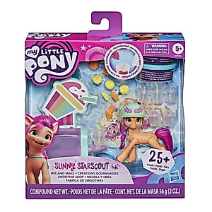 My Little Pony: A New Generation Movie Story Scenes Mix and Make Sunny Starscout - Toy with Compound, 25 Accessories, 3-Inch Pony (Accessory Colors May Vary)