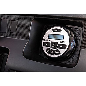 MB Quart GMR-2.5 Bluetooth Gauge Stereo Receiver w/Aux For RZR/ATV/UTV/Cart Bundle with Pair Rockville RKL65MBW Marine Boat Speakers and Pair RWB70B Marine Swivel Tower Speakers