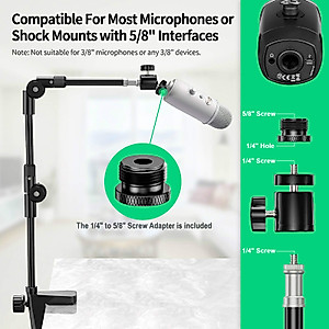 Webcam Stand Camera Mount with Phone Holder & 5/8" Screw, 25in Flexible Projector Stand Gooseneck Desk Mic Stand for Logitech C922 C930e C920 C615 C960 Brio 4K, GoPro, Blue Yeti Snowball Ice