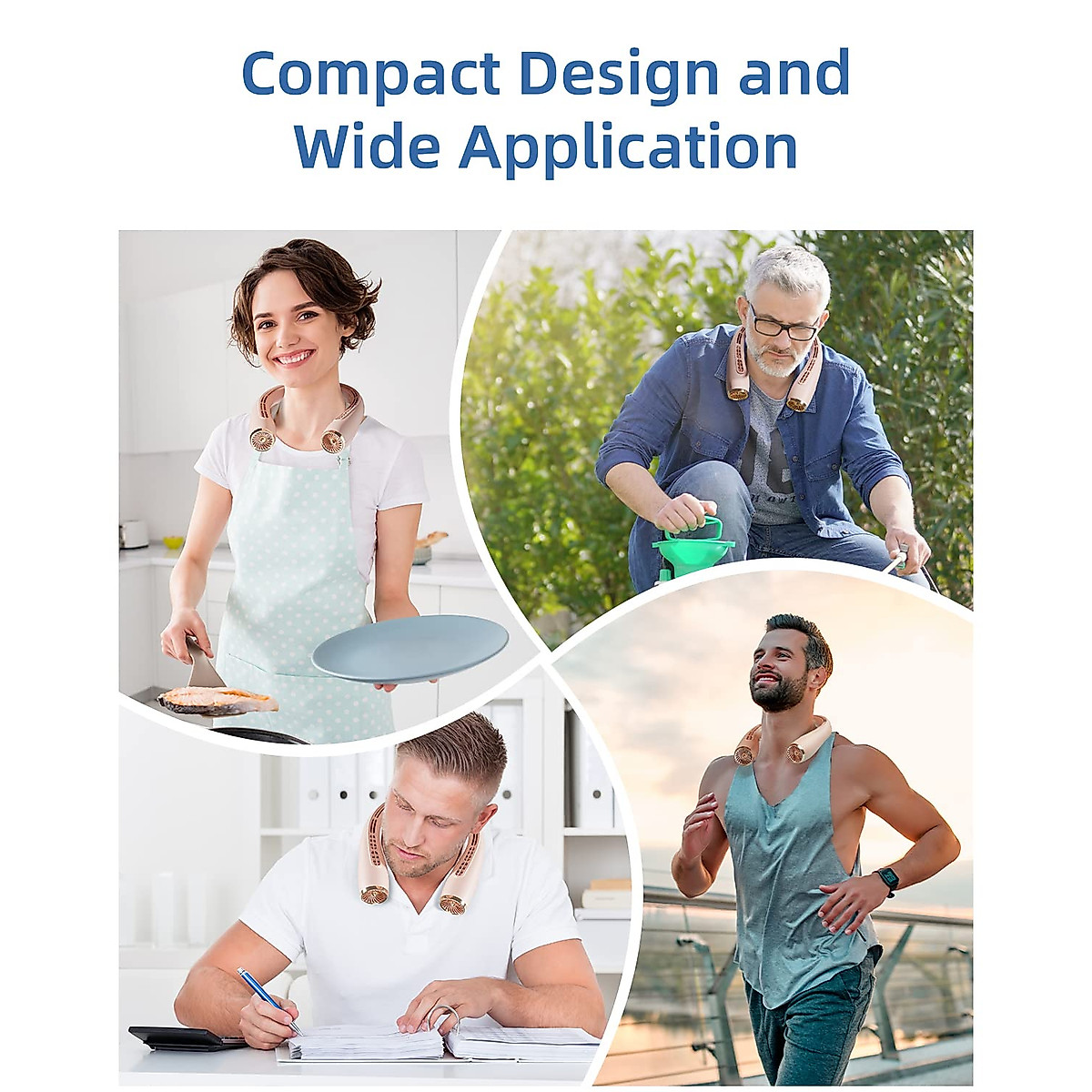 OTUOER Upgraded Neck Fan, 3 Speeds Strong Wind Neck Coolers for Extremely Hot Weather, 4000 mAh High-Capacity Rechargeable Portable Fan for Sport, Office, Home, Outdoor, Travel