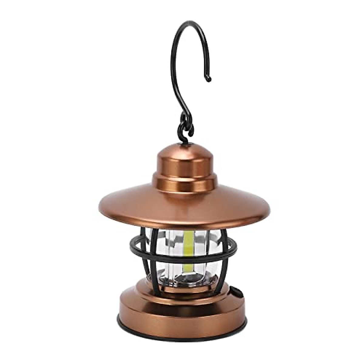 Camping Hanging Lantern, Vintage Hook Design One Button Switch 3 COB Battery Powered Garden Hanging Lamp