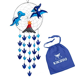 Kikiddo Dinosaur Dream Catcher for Boys Bedroom or Girls Bedroom - Dino Dream Catchers for Boys Room or Girls Room - Dinosaur Room Decor for Boys or Girls - Girl or Boy Nursery Decor Handmade