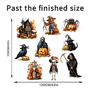 Mirabuy Halloween Wall Stickers Witch Bats Pumpkin Crow Spooky Castle Scarecrow Wall Decals for Halloween Decorations, MB-Halloween-Sticker-1