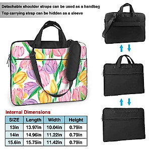 Laptop Bag Laptop Case 14 Inch Computer Bags Colorful Tulips Floral Printed Padded Sleeve Cover for Women Men