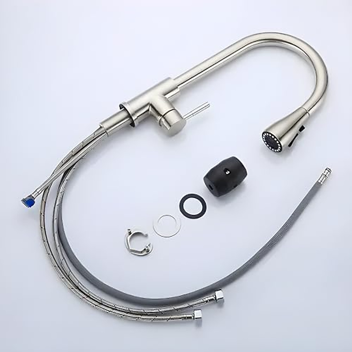 Generic Kitchen Faucet with Extendable Sprayer, Single Handle Hot and Cold Water Kitchen Faucet, Stainless Steel Faucet, Three Use Modes Faucets, Brushed Finish