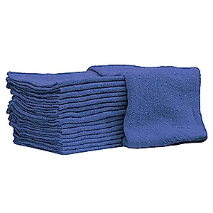 Nabob Wipers Auto Mechanic Shop Towels 25 Pack Shop Rags 100% Cotton Size 14"x14" Commercial Grade (25 Pack, Blue)