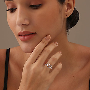 LeCalla 925 Sterling Silver Open Heart Ring for Teen Hypoallergenic High Polish Rings for Women Size - 5