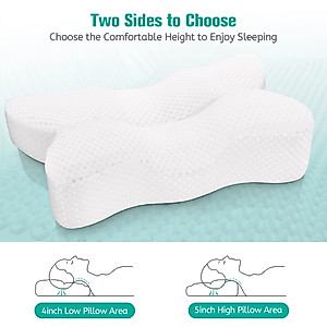 Cosermart Cervical Pillow for Neck Pain Relief, Ergonomic Pillow for Neck, Shoulder & Back Support, Orthopedic Contour Memory Foam Pillow for Side Back Stomach Sleeper with Removable Zipper Design