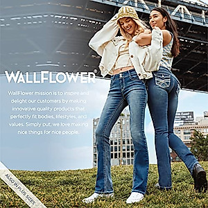 WallFlower Women's Luscious Curvy Uniform Bootcut Mid-Rise Juniors Pants, Hummus, 1