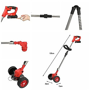 [US Warehouse] Fairnull 24V 6000mAh Weed Trimmer Cordless Electric Weed Eater, 3-in-1 Grass Trimmer/Edger Lawn Tool/Brush Cutter, Push Wheeled No String Trimmer Lawn Mower for Garden & Yard
