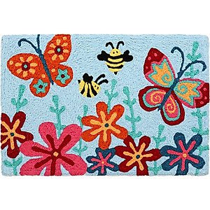 Jellybean Butterfly and Bee Garden Accent Washable Rug 20" x 30" Doormat