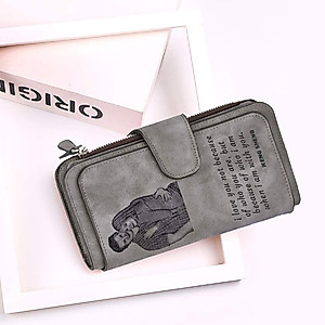 DEABOLAR Women Custom Wallet Personalized Leather Wallet Girlfriend Gift Ladies Wallet (Gray)