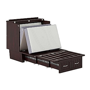 AFI, Nantucket Twin Murphy Bed Chest with Mattress, Storage Drawer and Built-In USB Charger, Espresso