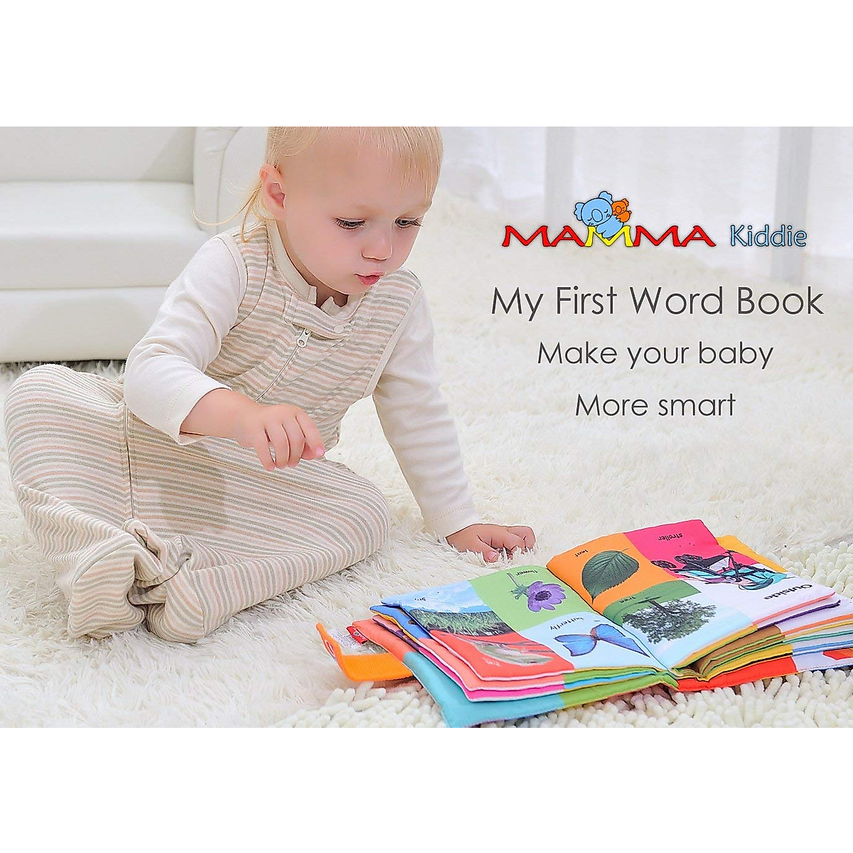 MAMMA Kiddie Baby Soft Activity Book, My First Word Book, Best cloth book, baby encyclopedia, holds up in the wash