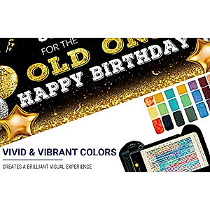 Allenjoy 70.8" x 43.3" Happy Birthday Backdrop for Men A Cold One for The Old One Black and Gold Photography Background 30th 40th 50th Bday Beer Party Decoration Banner Supplies Photo Booth Props