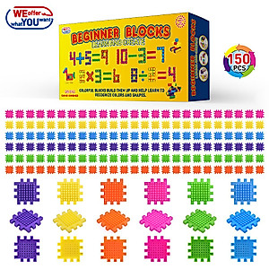 WEofferwhatYOUwant Educational Interlocking STEM Building Blocks 150 Pieces. Build Toy Accessories, Cubes, Shapes and More for Ages 3 Year and Up