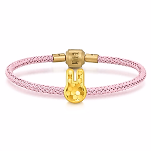 CHOW SANG SANG 999 24K Solid Gold Mini Charm Dazzling Rabbit Charm Blessing Bracelet for Women and Men 93652C