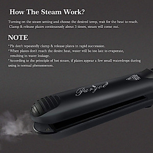 Paryoe Steam Hair Straightener Flat Iron Professional Steam Styler Hair Iron for Straightening Curling Hair Vapor Moisturizing Care, Adjustable Temperature & Auto-Off
